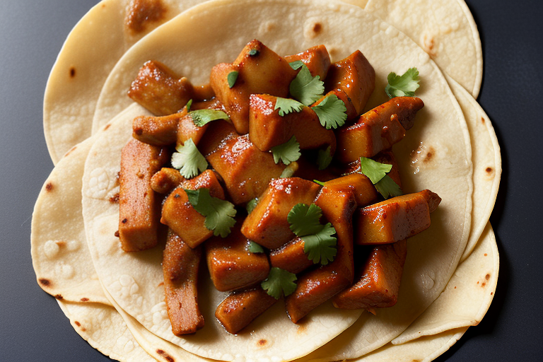 Delicious Spicy Apple Tacos with Fresh Cilantro on Soft Tortillas