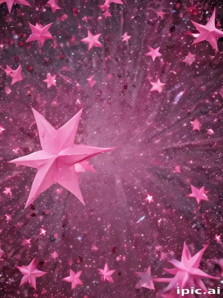 Dreamy Pink Stars Sparkling in a Cosmic Pink Universe of Wonder