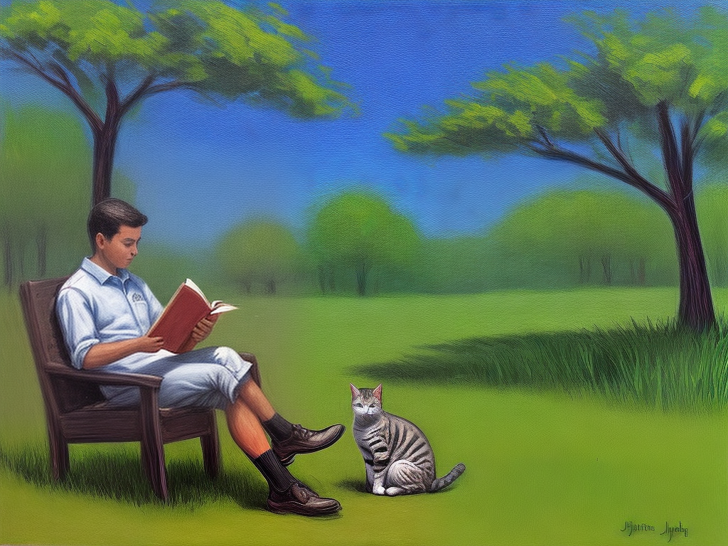 A cat is reading