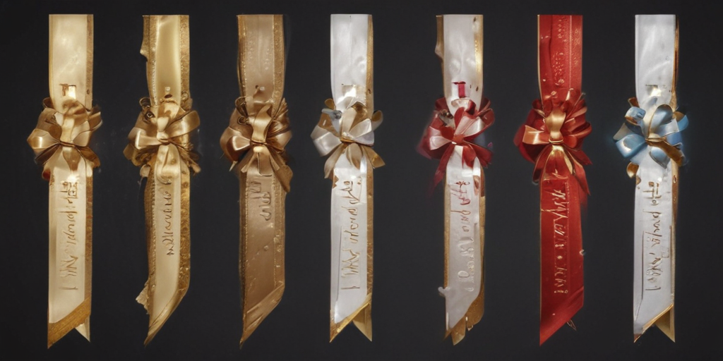 Elegant Decorative Ribbons in Various Colors with Intricate Bow Designs