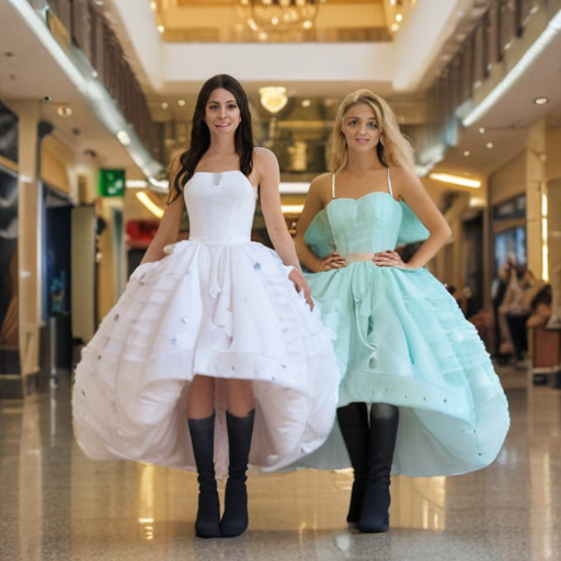 (((two tall women))) (((long rubber crinoline ball gown))) (((stiletto ...