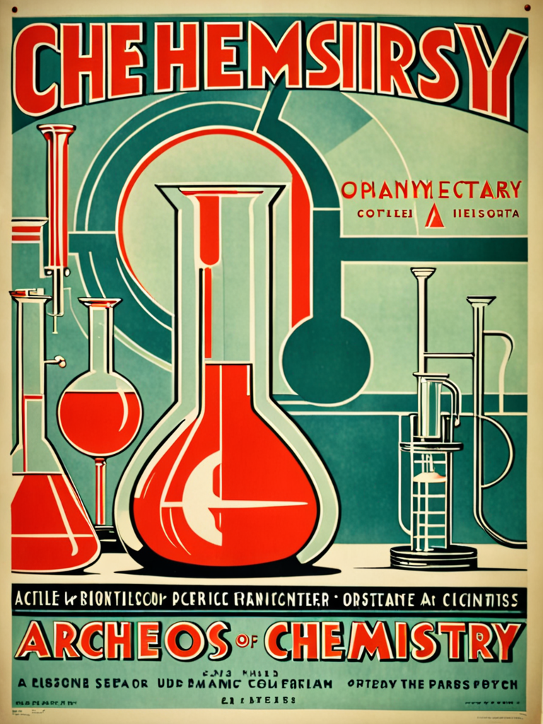 art deco chemistry science propaganda poster