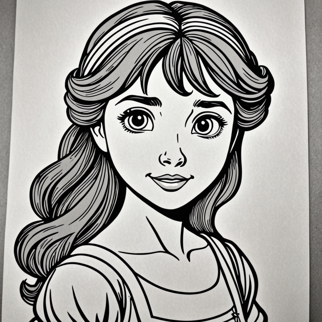 Wendy Darling fron cartoon Peter Pan line art
