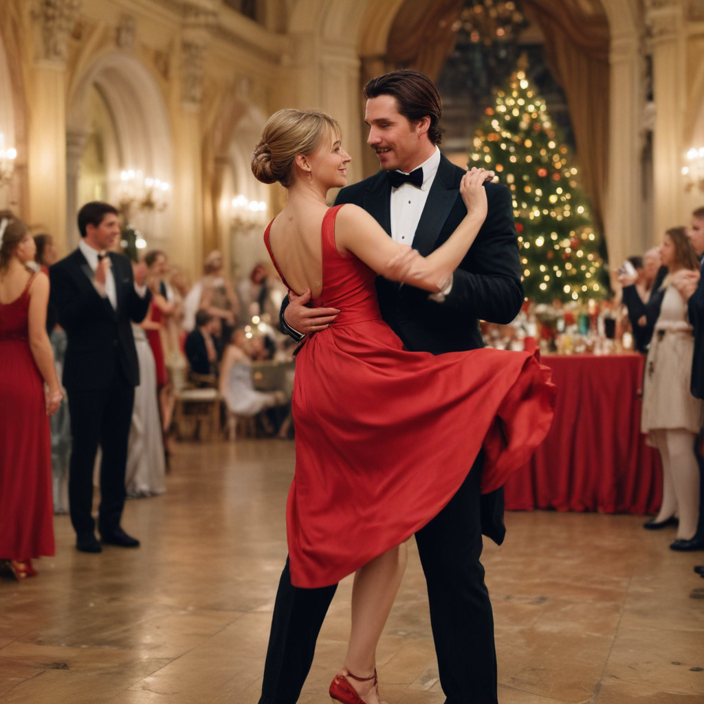 christian bale as bruce wayne and allison mack enjoying a Christmas ...