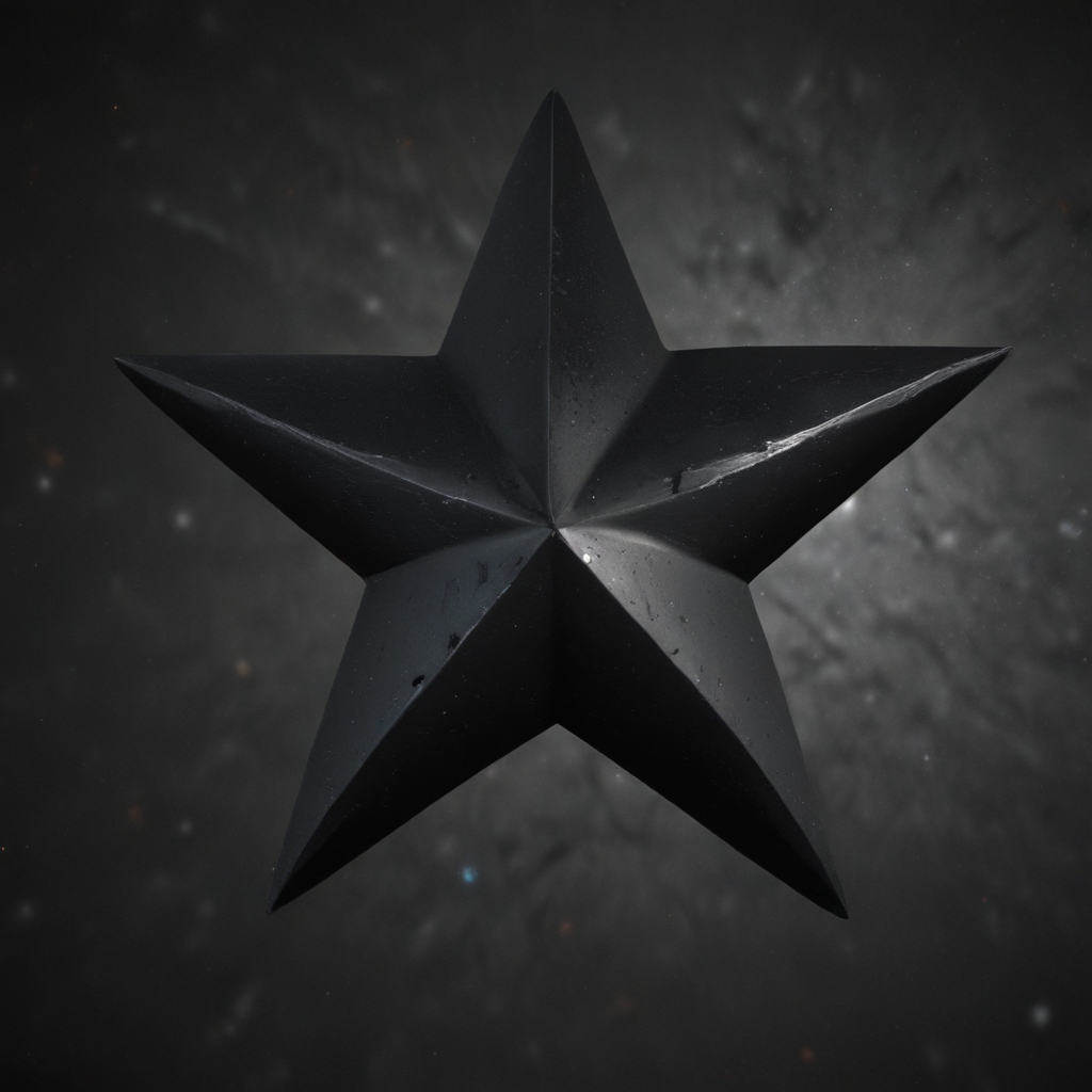 Three-Dimensional Black Star with Sharp Edges Against a Dark Background