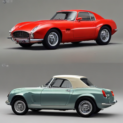 Classic Cars Showcase: A Stunning Red Sports Car and Elegant Convertible
