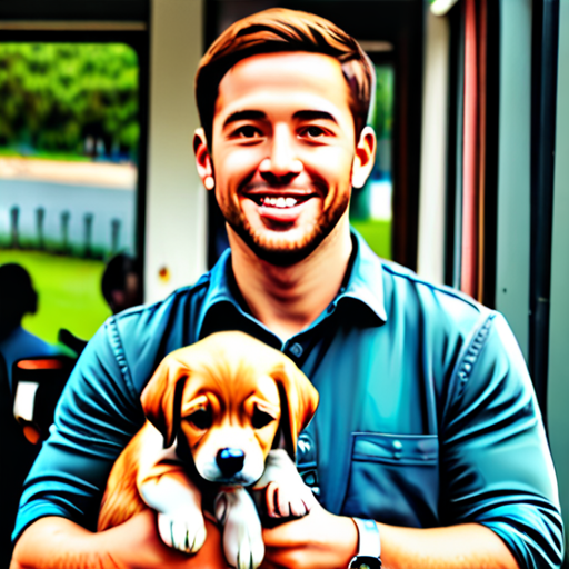 Guy with puppy