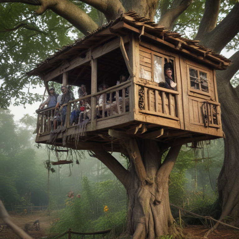 zombies relaxing in a treehouse