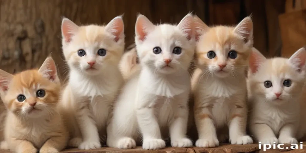 Five Adorable Kittens Posing Together in a Charming Natural Setting.