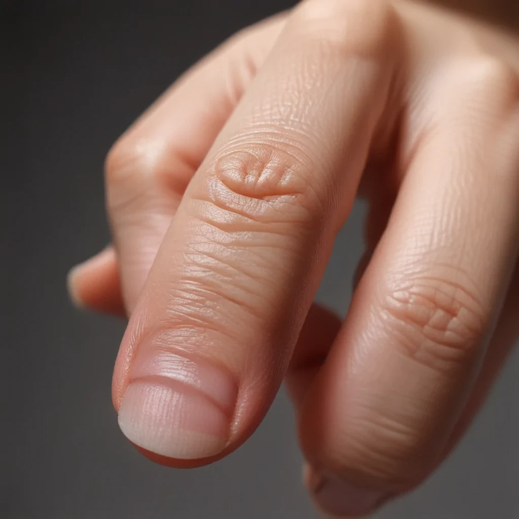 Close-Up of a Hand with Detailed Texture and Unique Finger Positioning