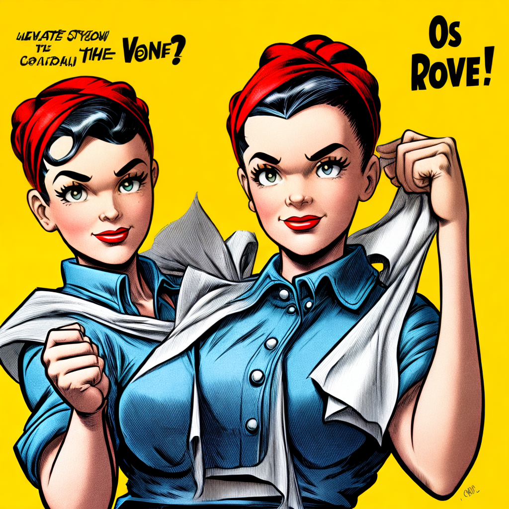 original rosie the riveter in old comics book style