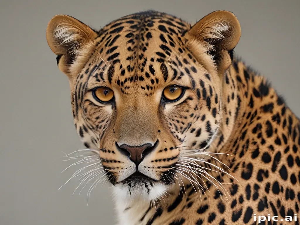 A Majestic Leopard Staring Intently with Striking Amber Eyes and Unique ...