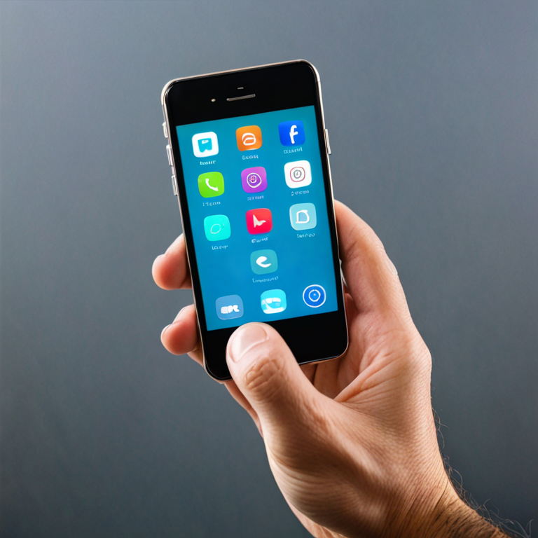 Finger touching futuristic mobile phone all screen