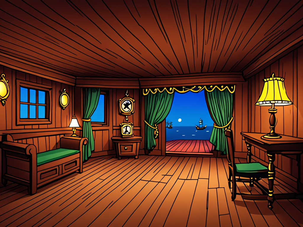 Interior of Captain Hook's state room on the pirate ship from the ...