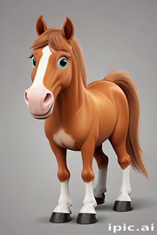 A Cheerful Cartoon Horse with Big Eyes and a Playful Expression.