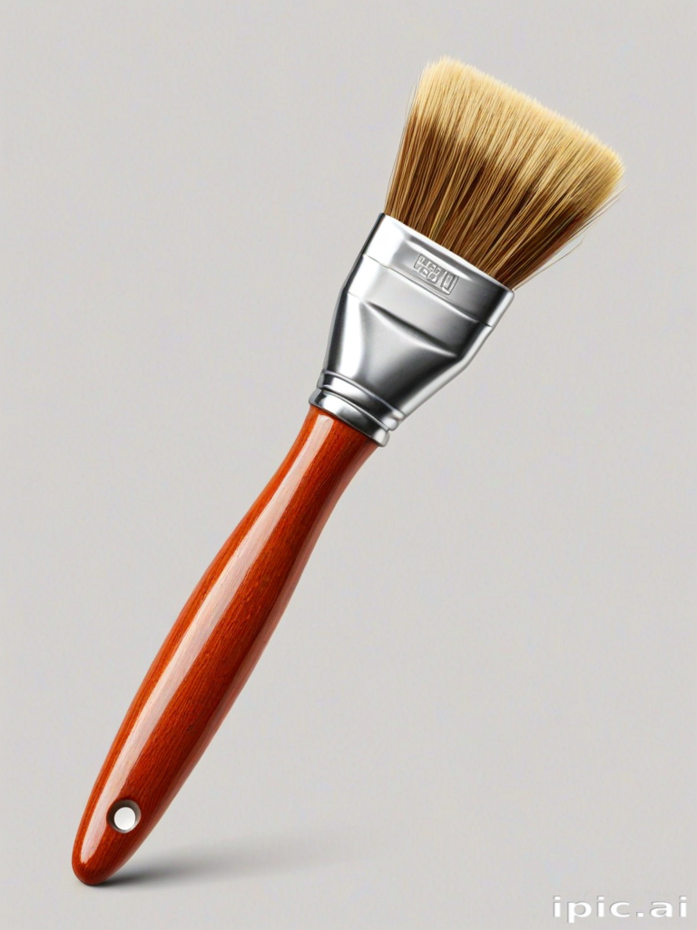 Elegant Paint Brush with a Wooden Handle and Soft Bristles