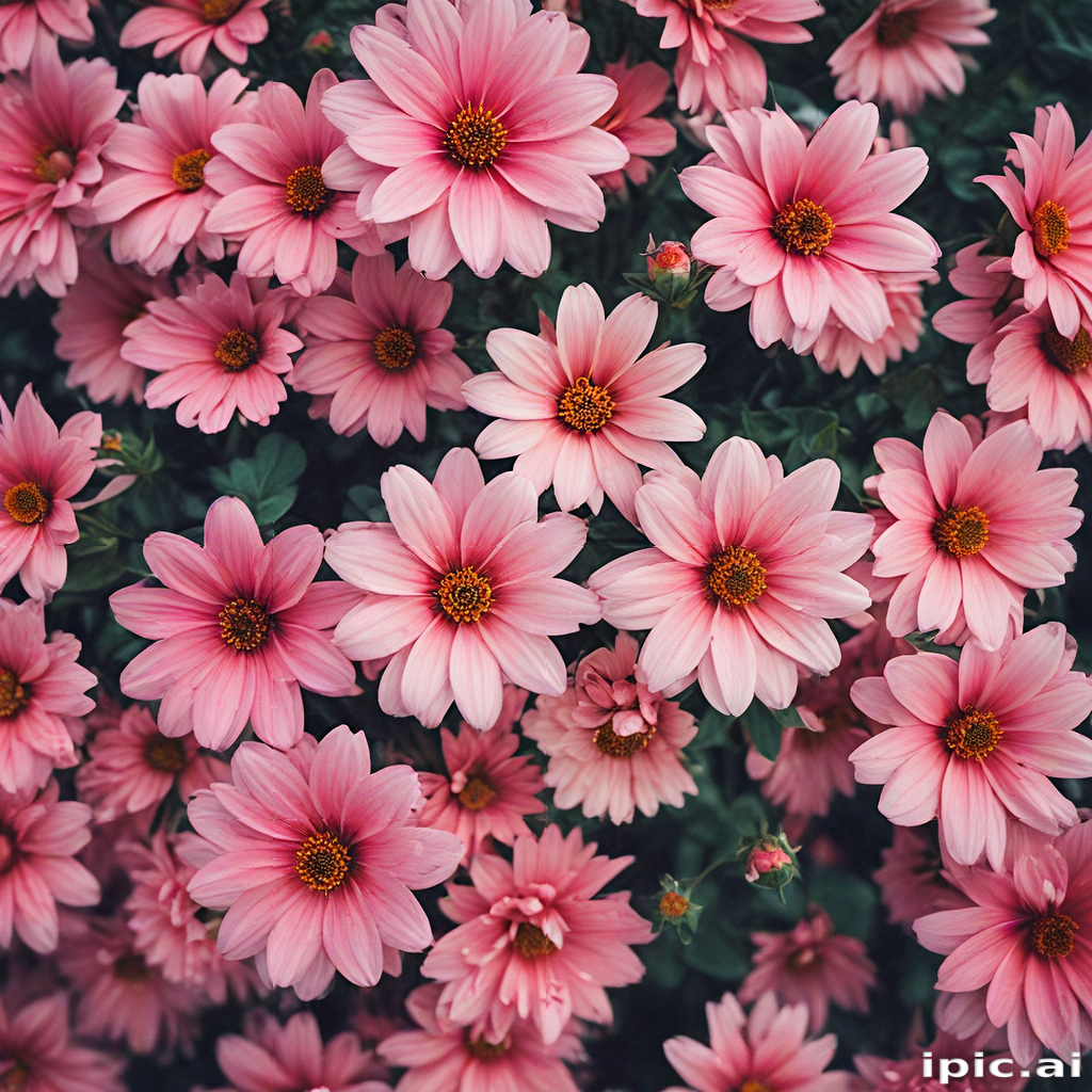 A Vibrant Display of Pink Flowers in Full Bloom and Beauty.