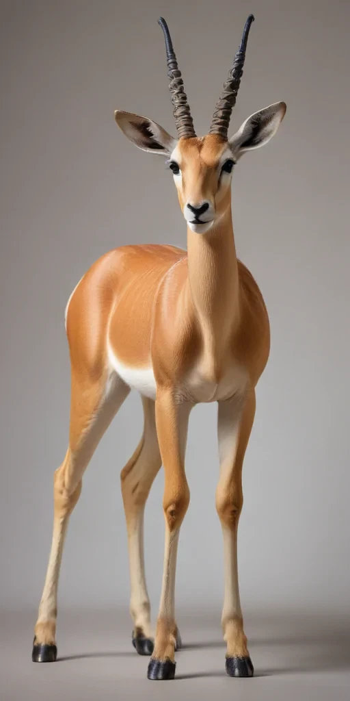 A Graceful Gazelle Model Standing Proudly Against a Neutral Background.