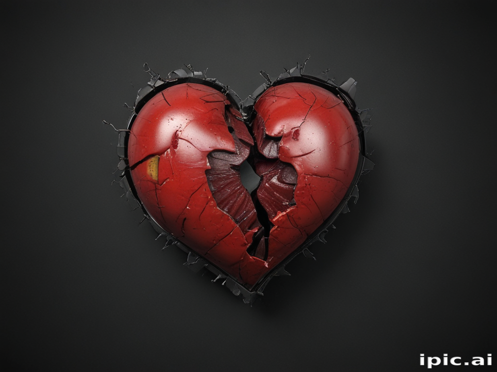 Fragmented Heart Symbolizing Emotional Pain and the Struggles of Love