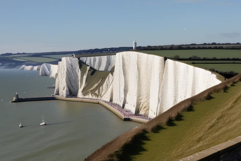 Stunning View of Dramatic White Cliffs Overlooking the Serene Ocean