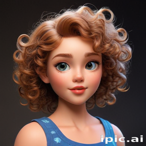 Charming Animated Character with Beautiful Curly Hair and Bright Eyes