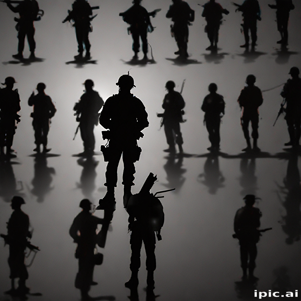 Silhouetted Soldiers Standing Strong Amidst a Sea of Shadows