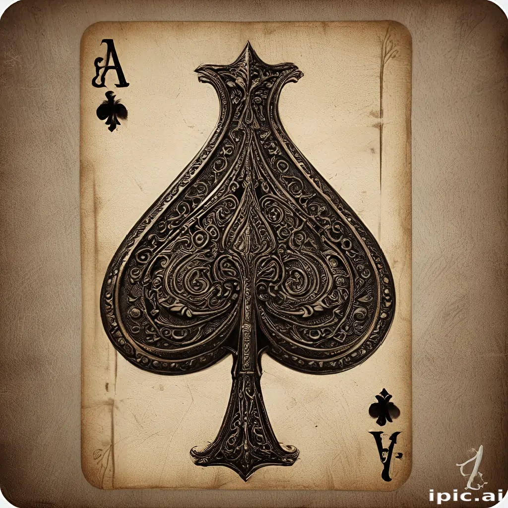 Intricately Designed Ace of Spades Playing Card with Vintage Aesthetic