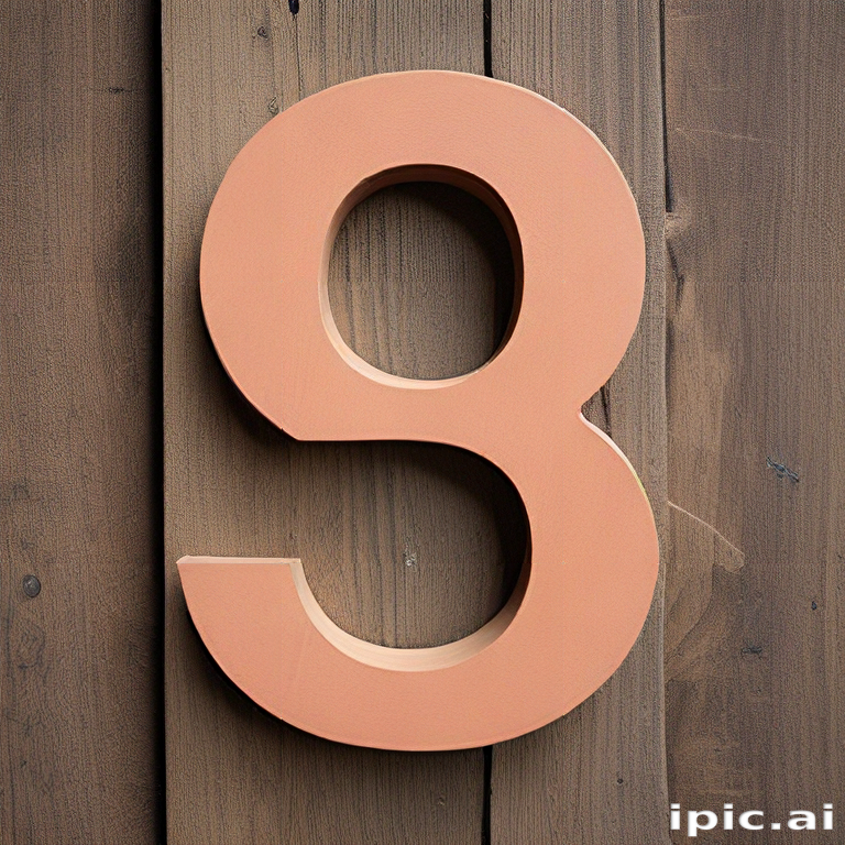A Large, Stylish Number Eight Decorated in Soft Peach Color.