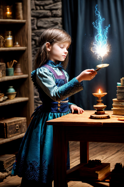 Magic maker in a magical workshop (fantasy scene)