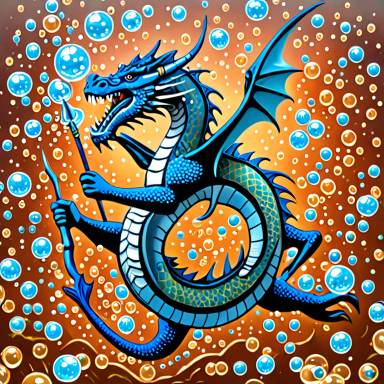 An Azure Dragon facing off against Poseidon and his Trident under water ...