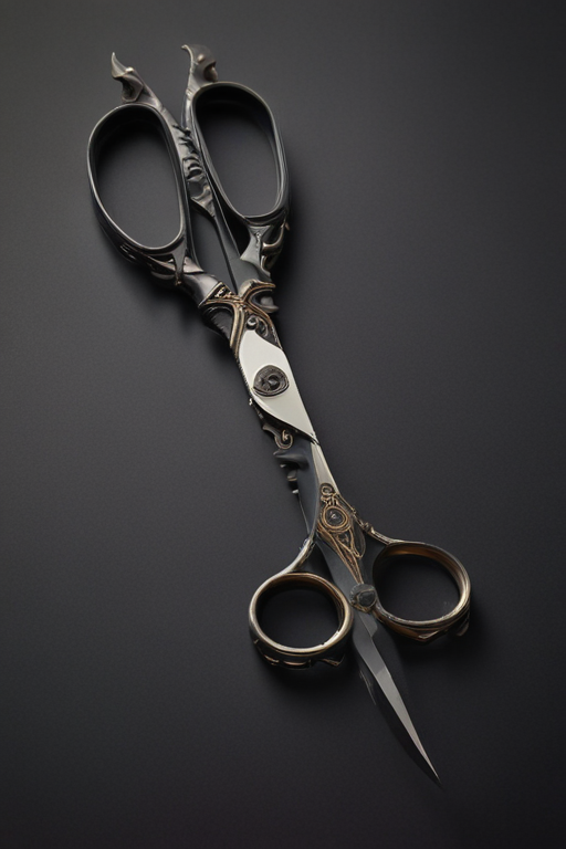 Intricately Designed Scissors with Elegant Details on a Dark Background