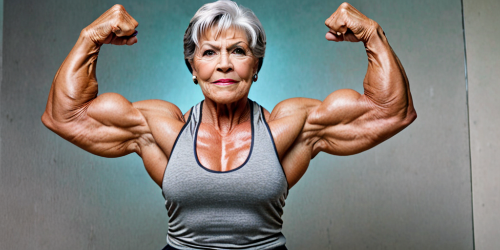 female veins ripped big giant muscle mean face grandma flexing giant ...