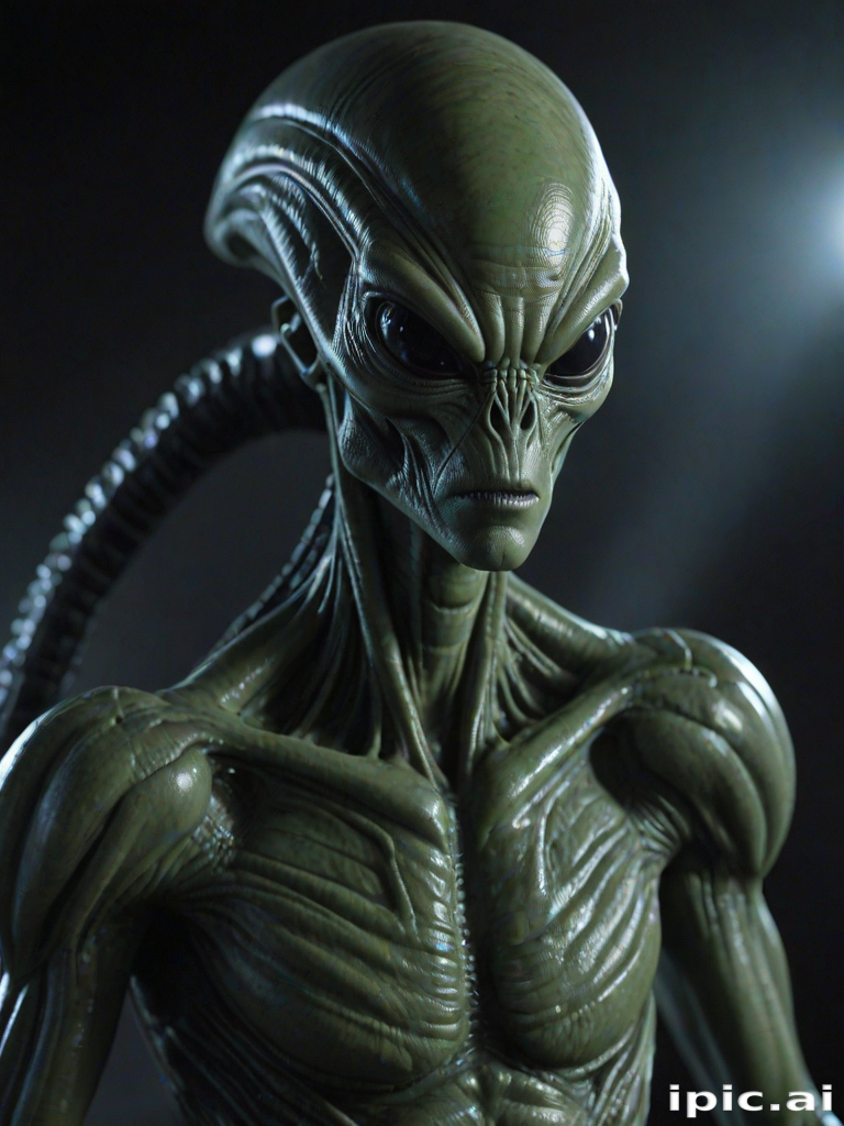 A Detailed Portrait of an Intriguing Alien Creature in Sci-Fi Design.