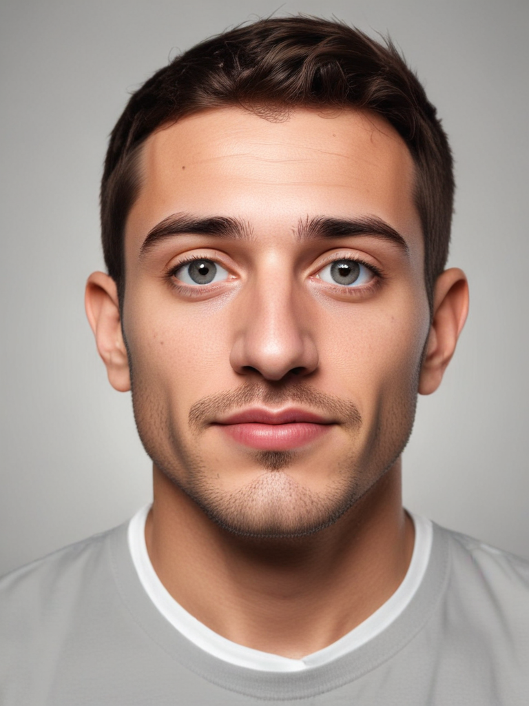 Close-Up Portrait of a Young Man with Striking Features and Expression