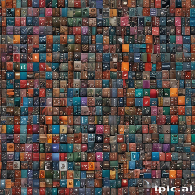 A Colorful Mosaic of Various Small Objects in a Grid Pattern