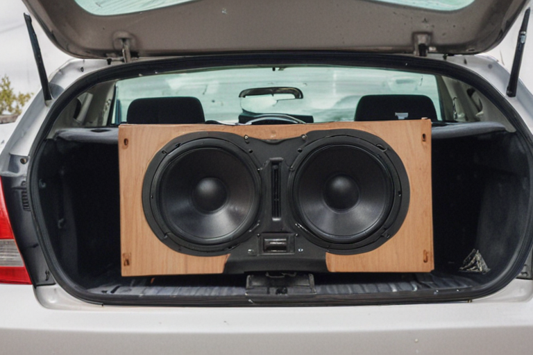 speaker installed in car's trunk