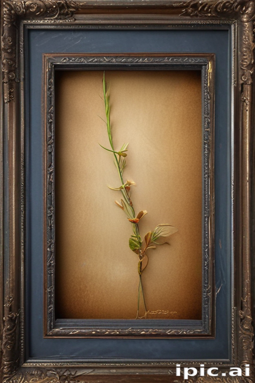 Delicate Botanical Artwork Featuring a Single Stem in Elegant Frame