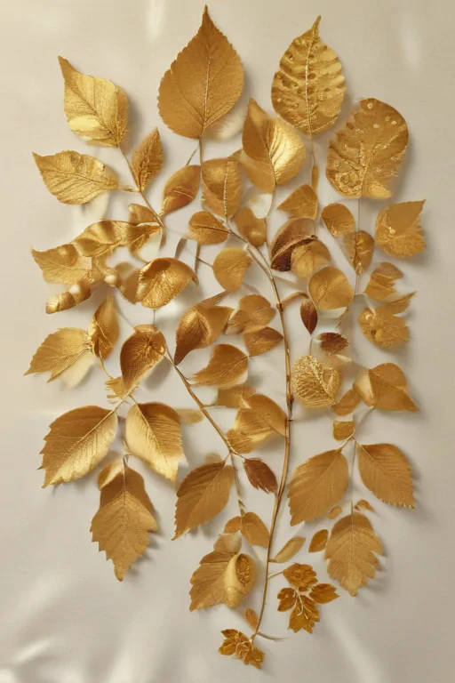 Golden Leaves Arrangement: A Beautiful Display of Nature's Elegance in Gold