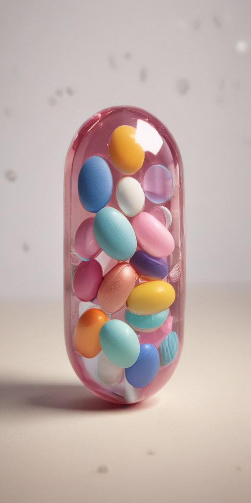 A Colorful Capsule Filled with Assorted Candy-Like Sweets in Various ...