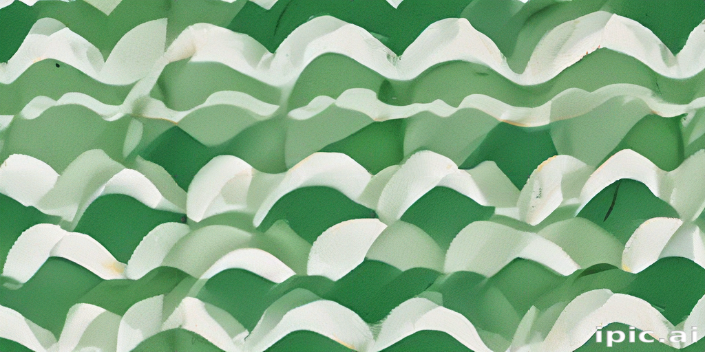 Abstract Green and White Wavy Pattern with Textured Layers and Depth