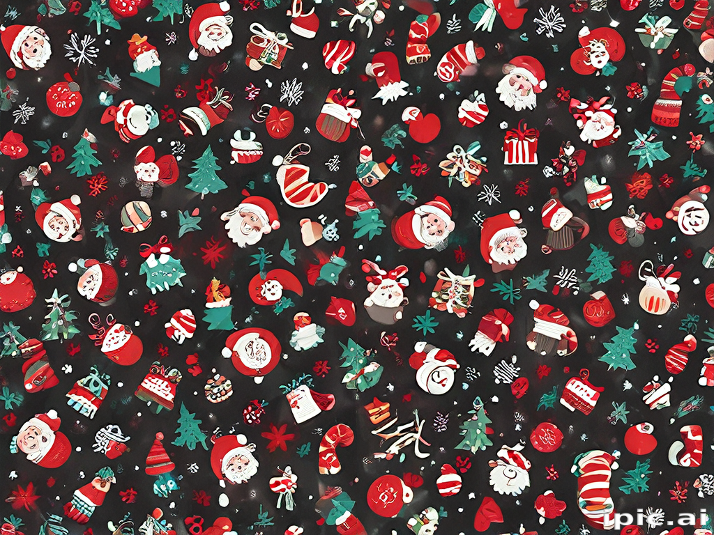 Festive Holiday Pattern Featuring Santa, Christmas Trees, and Cheerful ...