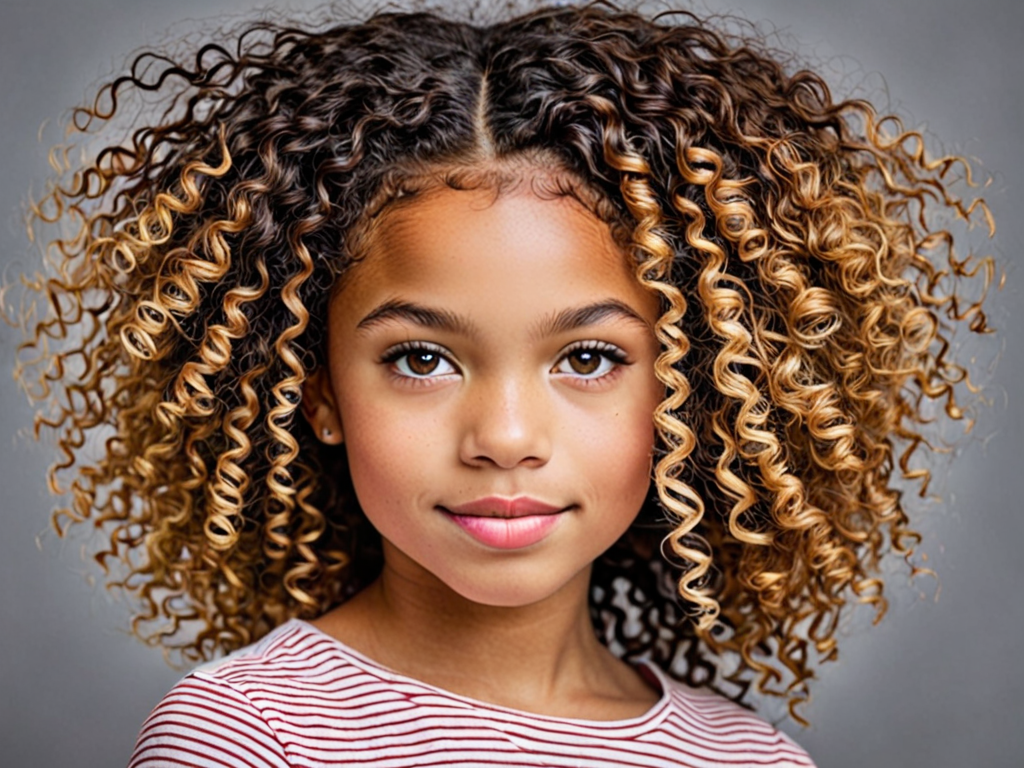mixed race girl with curly hair