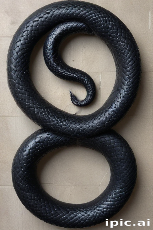 An Artistic Representation of a Black Snake Forming the Infinity Symbol