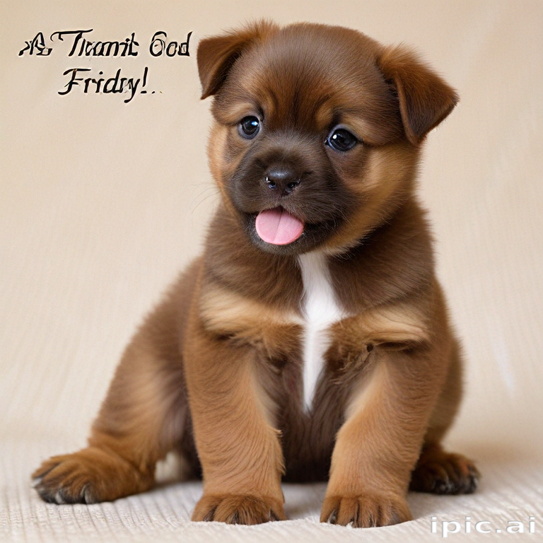 Adorable Puppy with Playful Expression and Fluffy Brown Coat Sitting Cutely