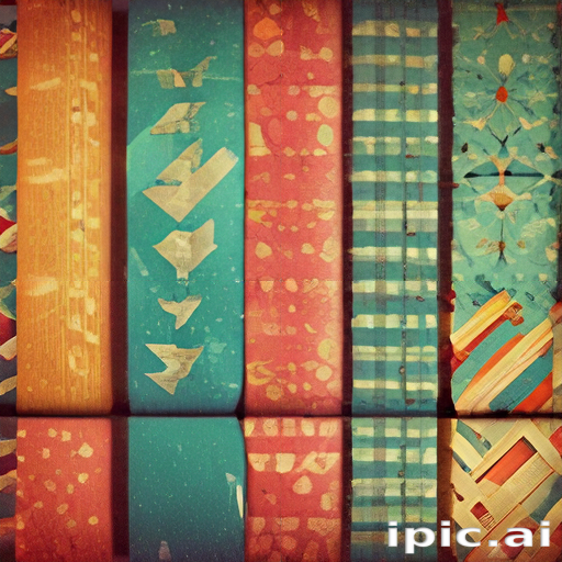 Colorful Book Spines Displaying Unique Patterns and Textures in a Row