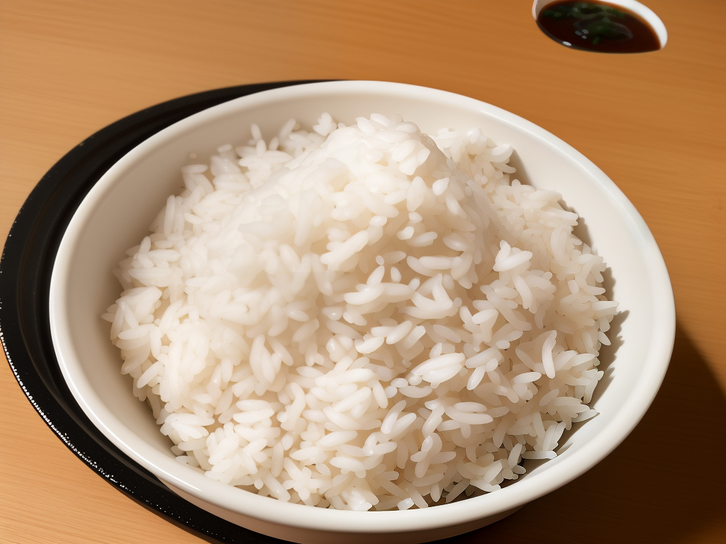A Bowl of Steamed White Rice Ready to Be Enjoyed with Sauce.