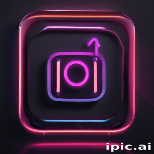 Vibrant Neon Instagram Logo Illuminated Against a Dark Background