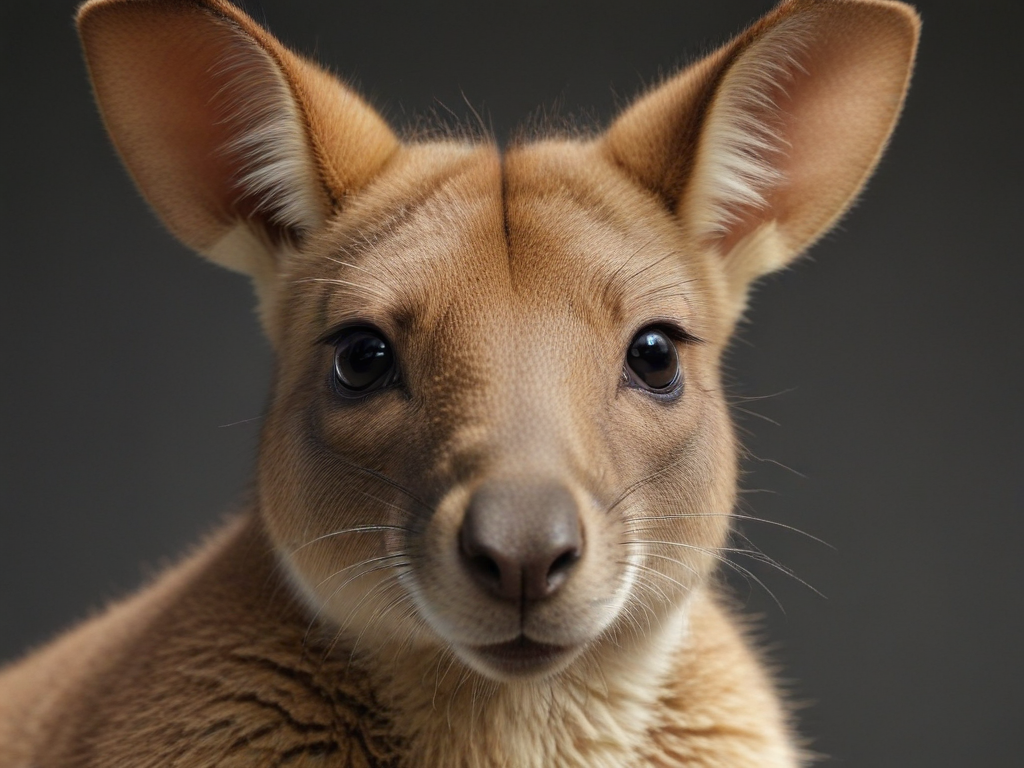 Close-Up Portrait of a Curious Young Kangaroo with Expressive Eyes