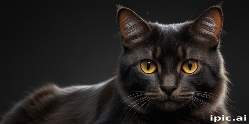 A Majestic Black Cat with Striking Golden Eyes Posing Elegantly.