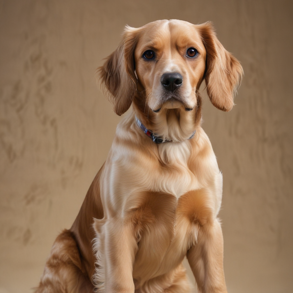 A Beautiful Golden Dog Posing Gracefully Against a Soft Background.